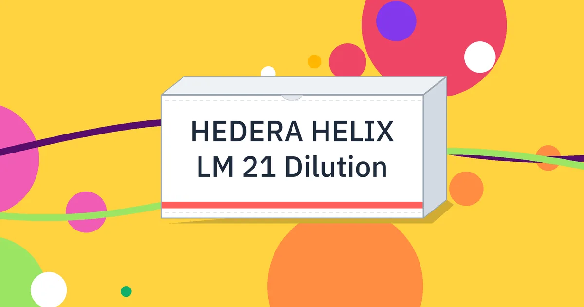 Symbolbild: Packung mit der Aufschrift HEDERA HELIX LM 21 Dilution (PZN 12885452) – Verfügbarkeit und Bezug in Apotheken in Frankfurt am Main