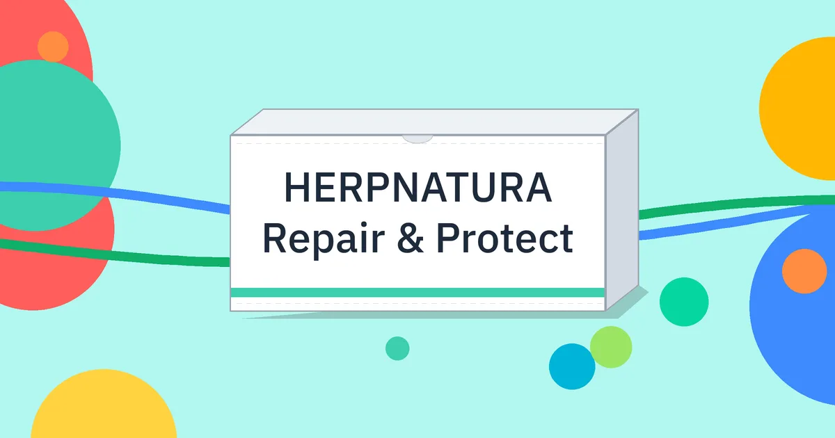 Symbolbild: Packung mit der Aufschrift HERPNATURA Repair & Protect (PZN 10086698) – Verfügbarkeit und Bezug in Apotheken in Frankfurt am Main