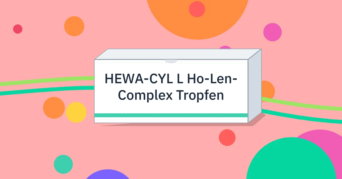 Symbolbild: Packung mit der Aufschrift HEWA-CYL L Ho-Len-Complex Tropfen (PZN 03395967) – Verfügbarkeit und Bezug in Apotheken in Frankfurt am Main