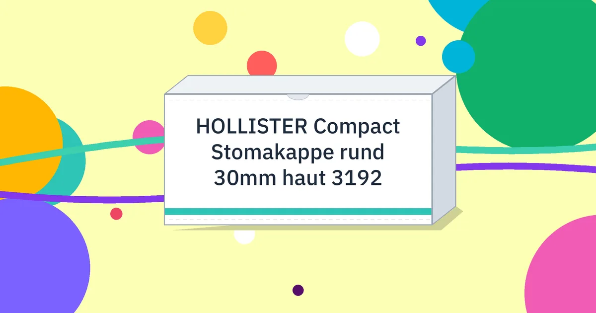 Symbolbild: Packung mit der Aufschrift HOLLISTER Compact Stomakappe rund 30mm haut 3192 (PZN 04501408) – Verfügbarkeit und Bezug in Apotheken in Frankfurt am Main