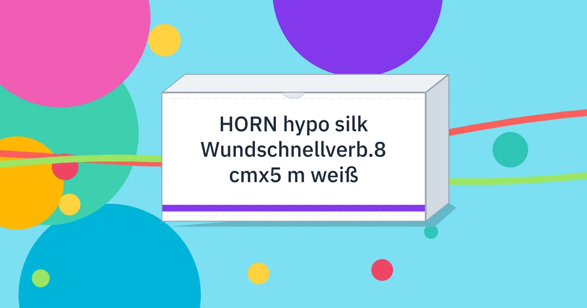 Symbolbild: Packung mit der Aufschrift HORN hypo silk Wundschnellverb.8 cmx5 m weiß (PZN 04244093) – Verfügbarkeit und Bezug in Apotheken in Frankfurt am Main