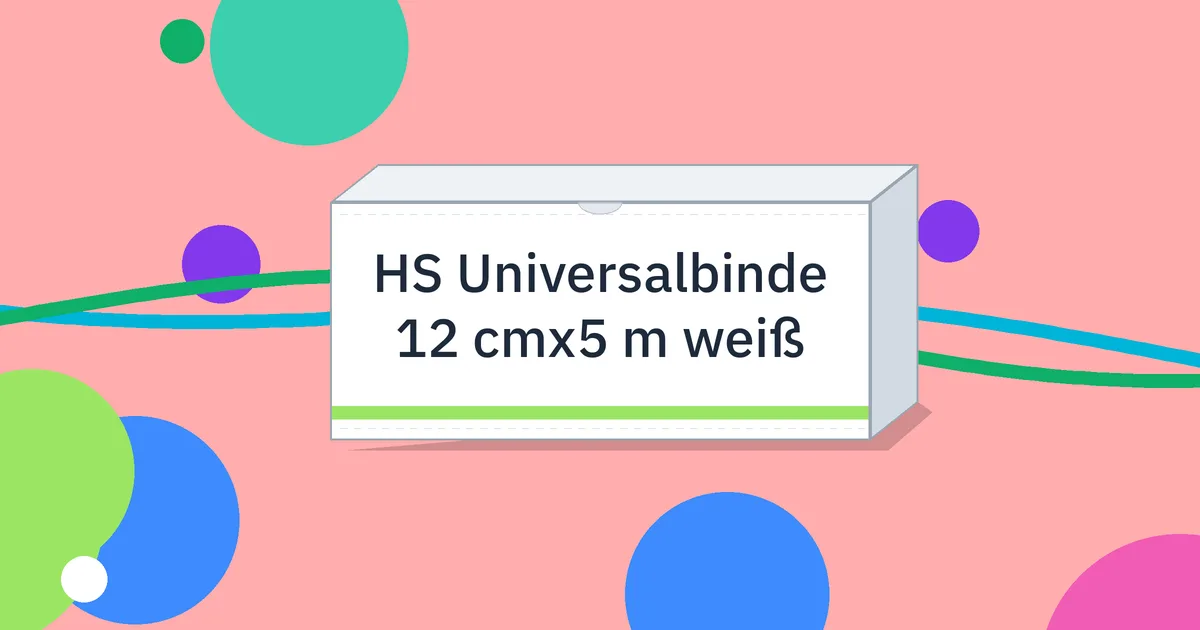Symbolbild: Packung mit der Aufschrift HS Universalbinde 12 cmx5 m weiß (PZN 09742513) – Verfügbarkeit und Bezug in Apotheken in Frankfurt am Main
