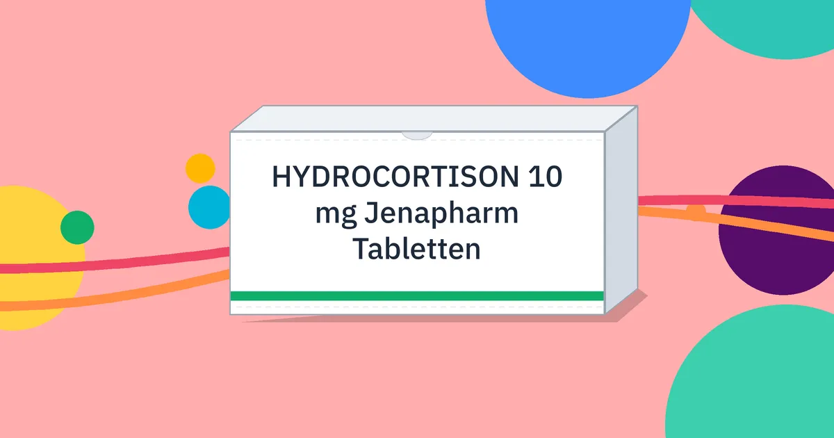 Symbolbild: Packung mit der Aufschrift HYDROCORTISON 10 mg Jenapharm Tabletten (PZN 04013809) – Verfügbarkeit und Bezug in Apotheken in Frankfurt am Main