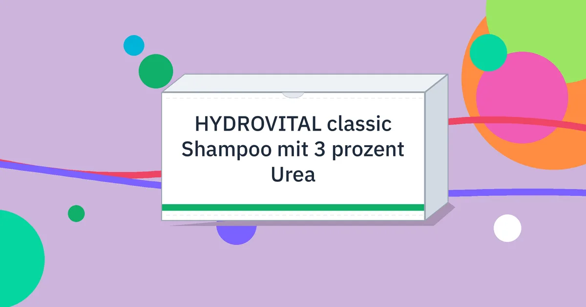 Symbolbild: Packung mit der Aufschrift HYDROVITAL classic Shampoo mit 3 prozent Urea (PZN 14322807) – Verfügbarkeit und Bezug in Apotheken in Frankfurt am Main