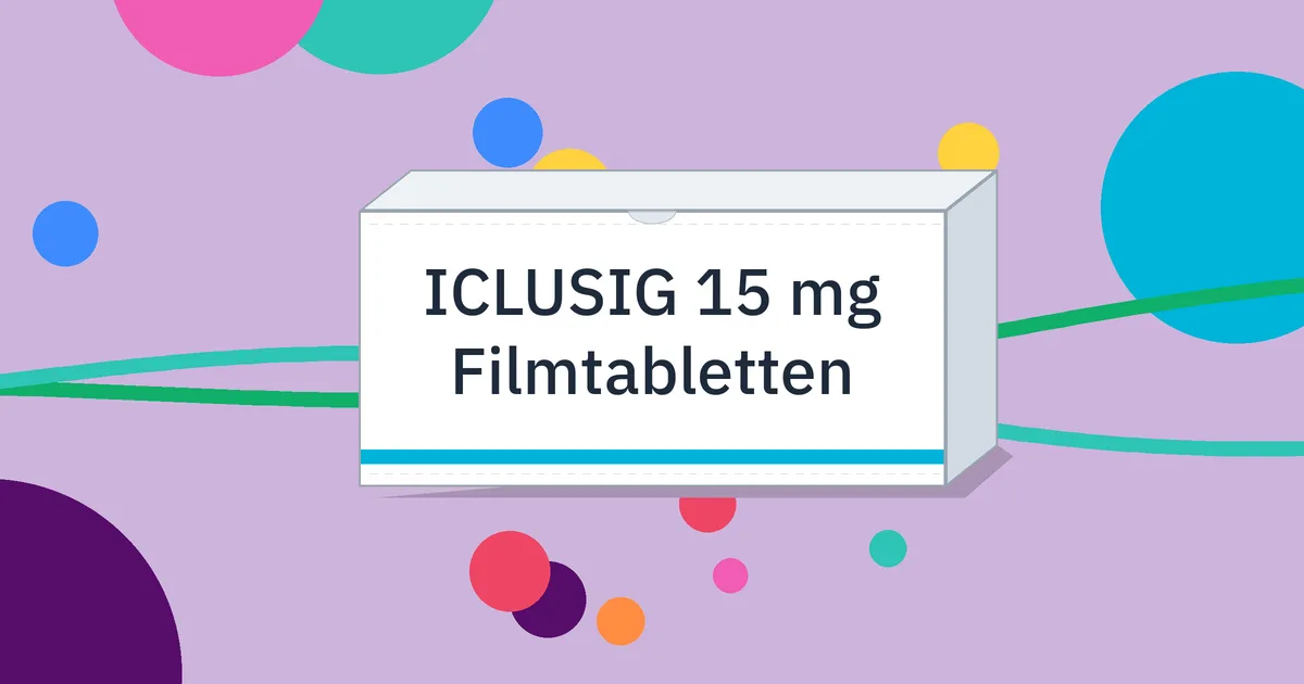 Symbolbild: Packung mit der Aufschrift ICLUSIG 15 mg Filmtabletten (PZN 12414971) – Verfügbarkeit und Bezug in Apotheken in Frankfurt am Main