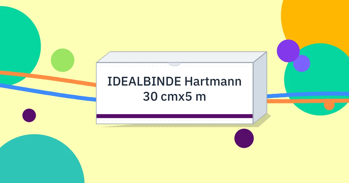 Symbolbild: Packung mit der Aufschrift IDEALBINDE Hartmann 30 cmx5 m (PZN 00516169) – Verfügbarkeit und Bezug in Apotheken in Frankfurt am Main