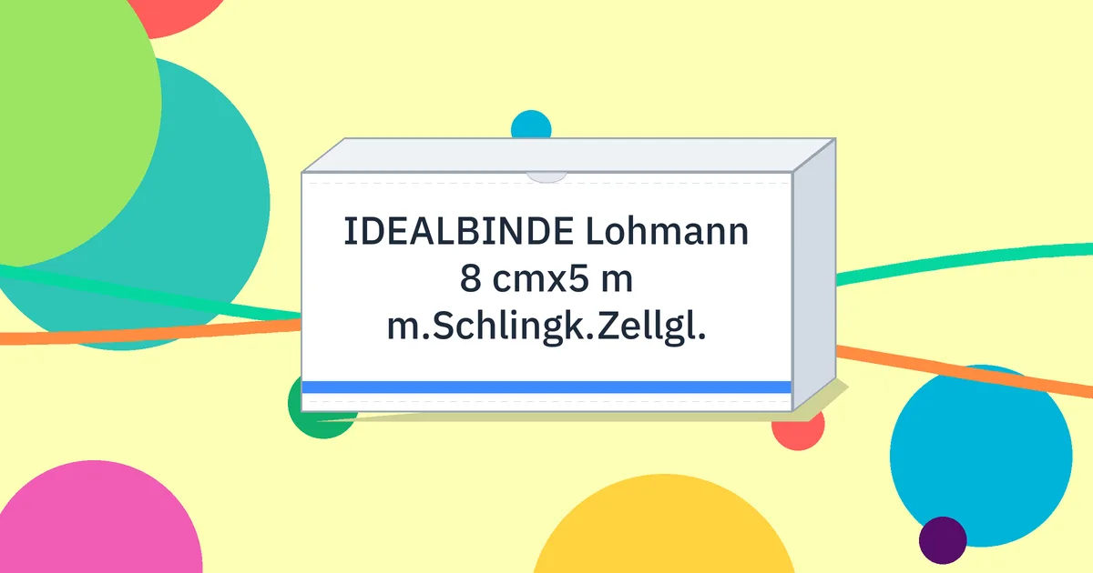 Symbolbild: Packung mit der Aufschrift IDEALBINDE Lohmann 8 cmx5 m m.Schlingk.Zellgl. (PZN 15998748) – Verfügbarkeit und Bezug in Apotheken in Frankfurt am Main
