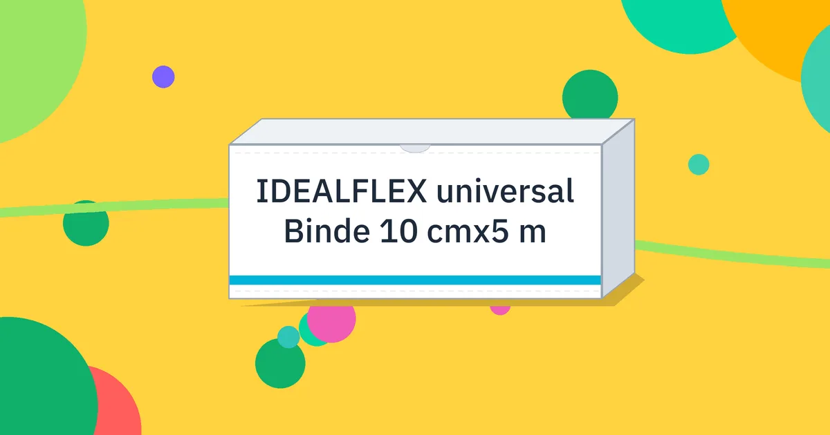 Symbolbild: Packung mit der Aufschrift IDEALFLEX universal Binde 10 cmx5 m (PZN 06452708) – Verfügbarkeit und Bezug in Apotheken in Frankfurt am Main
