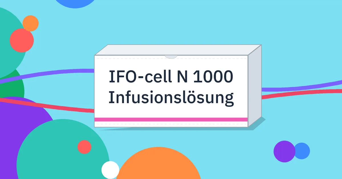 Symbolbild: Packung mit der Aufschrift IFO-cell N 1000 Infusionslösung (PZN 00834662) – Verfügbarkeit und Bezug in Apotheken in Frankfurt am Main