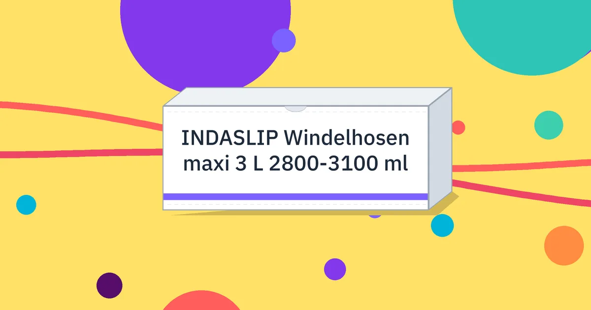 Symbolbild: Packung mit der Aufschrift INDASLIP Windelhosen maxi 3 L 2800-3100 ml (PZN 09922675) – Verfügbarkeit und Bezug in Apotheken in Frankfurt am Main