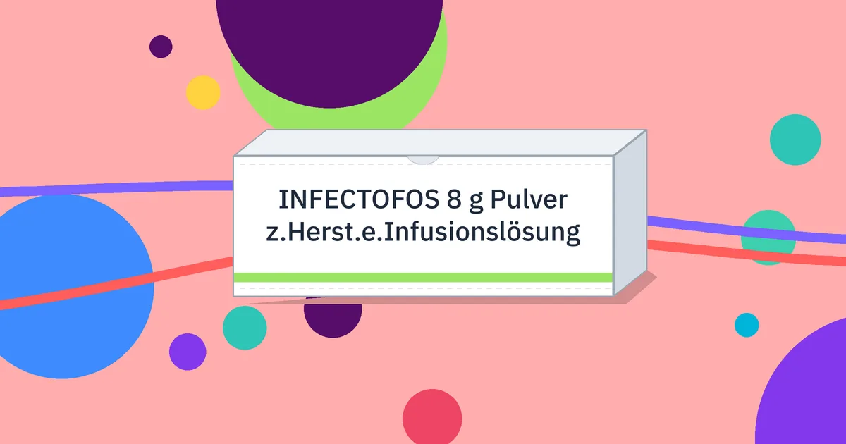 Symbolbild: Packung mit der Aufschrift INFECTOFOS 8 g Pulver z.Herst.e.Infusionslösung (PZN 00106997) – Verfügbarkeit und Bezug in Apotheken in Frankfurt am Main