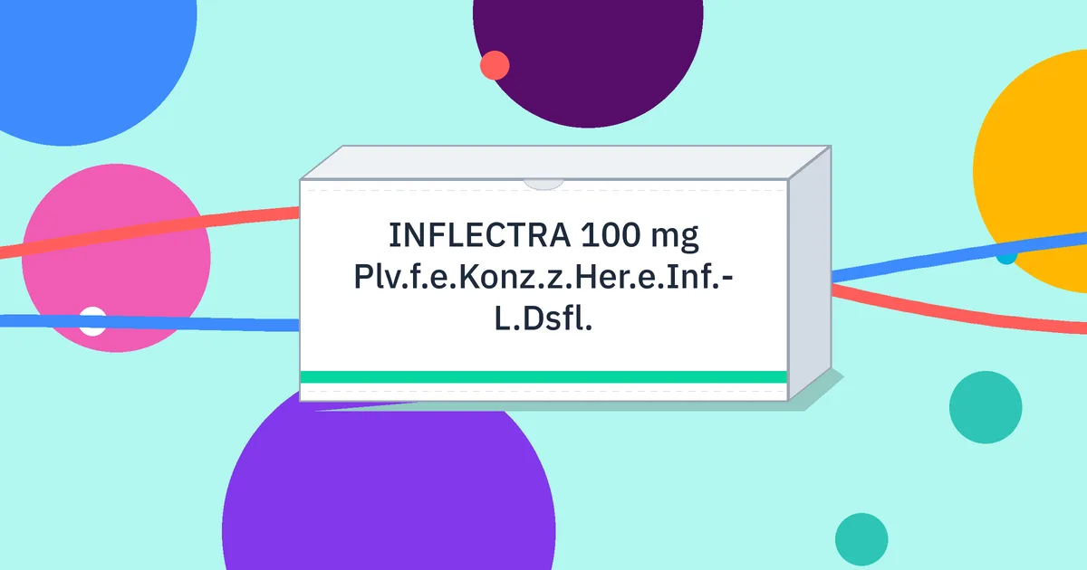 Symbolbild: Packung mit der Aufschrift INFLECTRA 100 mg Plv.f.e.Konz.z.Her.e.Inf.-L.Dsfl. (PZN 13892566) – Verfügbarkeit und Bezug in Apotheken in Frankfurt am Main