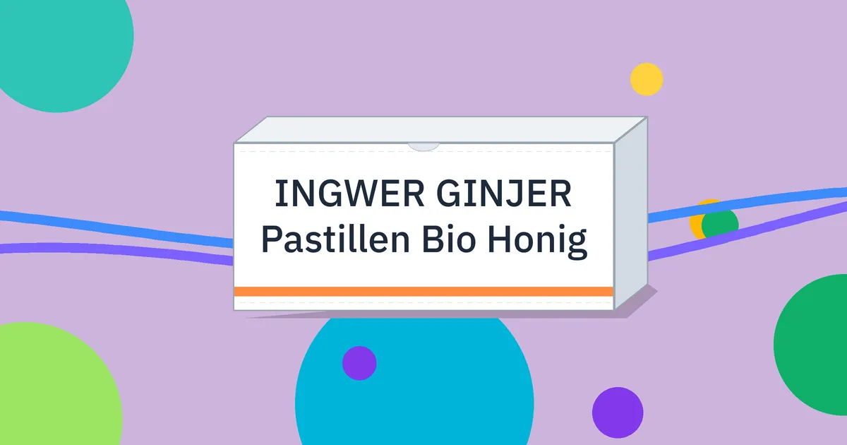 Symbolbild: Packung mit der Aufschrift INGWER GINJER Pastillen Bio Honig (PZN 15250004) – Verfügbarkeit und Bezug in Apotheken in Frankfurt am Main