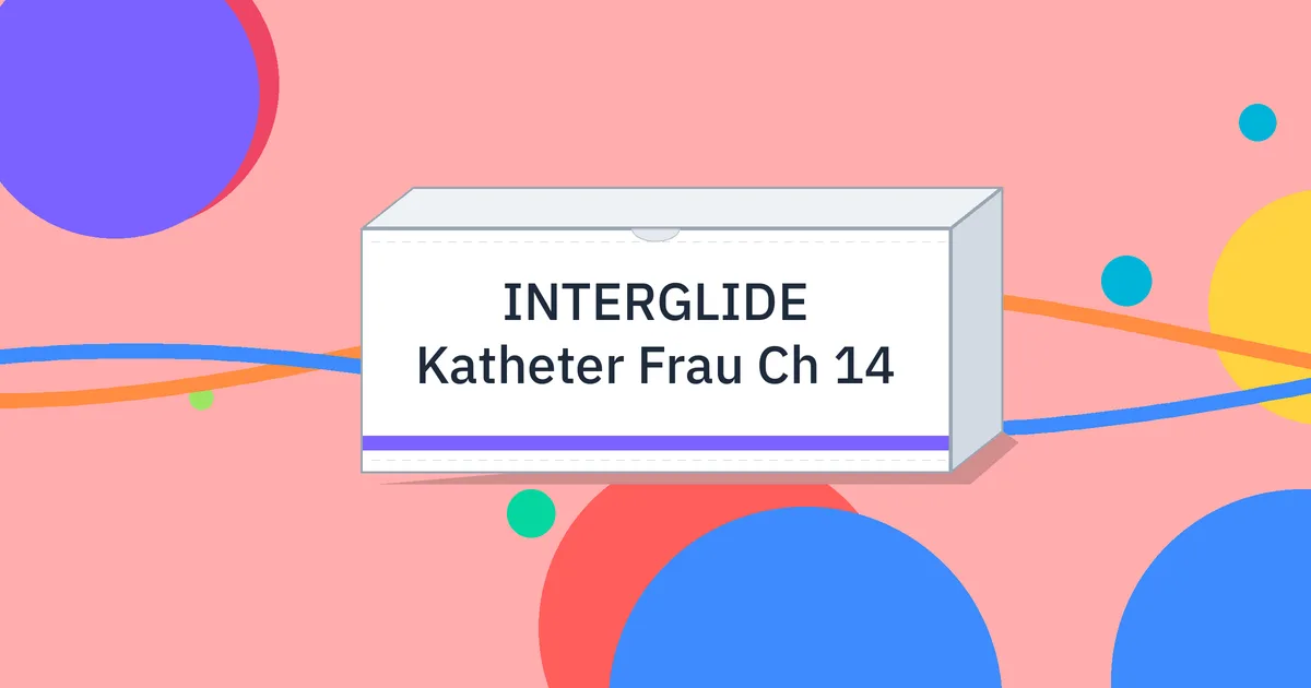 Symbolbild: Packung mit der Aufschrift INTERGLIDE Katheter Frau Ch 14 (PZN 00728144) – Verfügbarkeit und Bezug in Apotheken in Frankfurt am Main