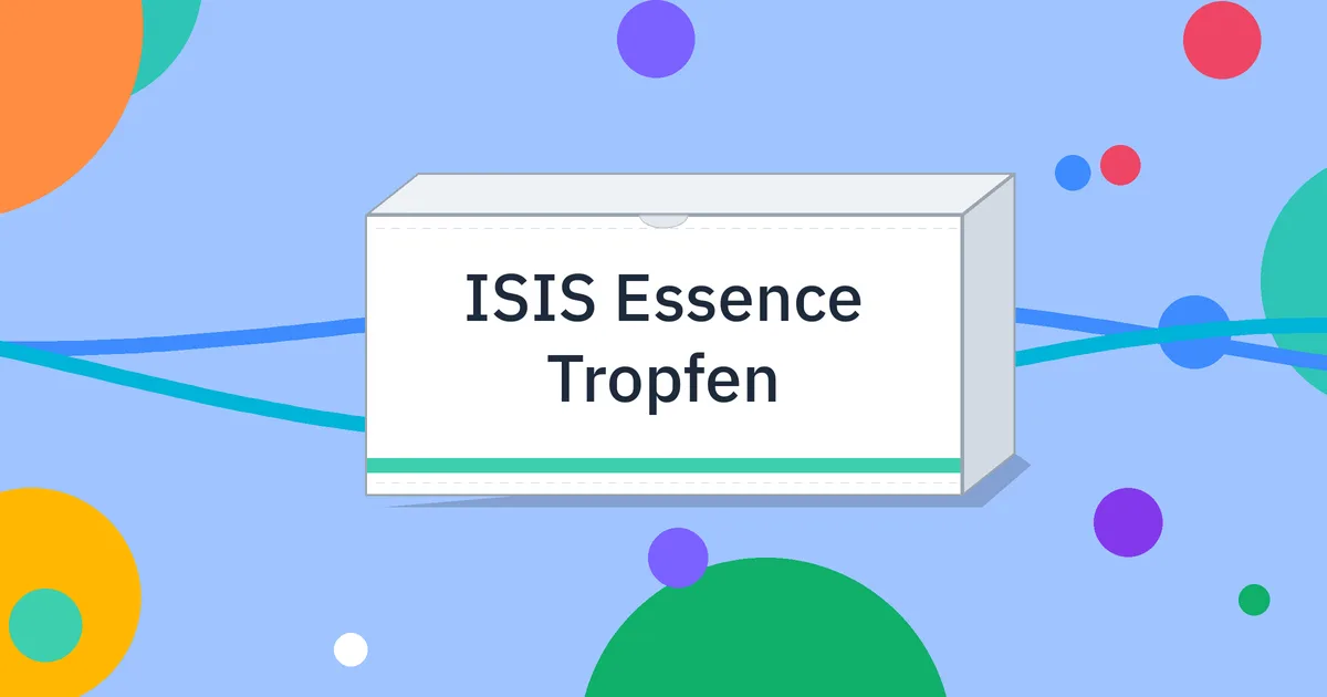 Symbolbild: Packung mit der Aufschrift ISIS Essence Tropfen (PZN 18906296) – Verfügbarkeit und Bezug in Apotheken in Frankfurt am Main