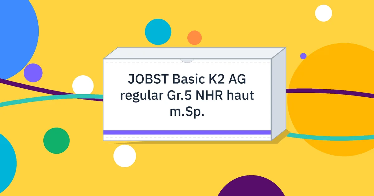 Symbolbild: Packung mit der Aufschrift JOBST Basic K2 AG regular Gr.5 NHR haut m.Sp. (PZN 13060334) – Verfügbarkeit und Bezug in Apotheken in Frankfurt am Main