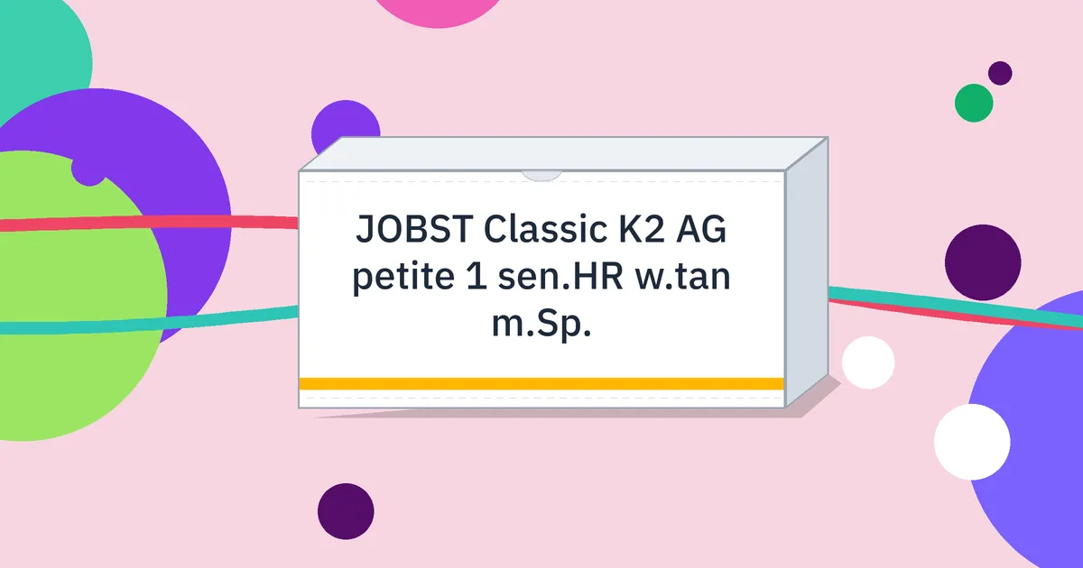 Symbolbild: Packung mit der Aufschrift JOBST Classic K2 AG petite 1 sen.HR w.tan m.Sp. (PZN 17962039) – Verfügbarkeit und Bezug in Apotheken in Frankfurt am Main