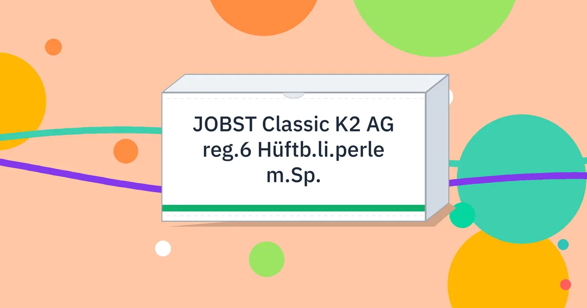 Symbolbild: Packung mit der Aufschrift JOBST Classic K2 AG reg.6 Hüftb.li.perle m.Sp. (PZN 13065998) – Verfügbarkeit und Bezug in Apotheken in Frankfurt am Main