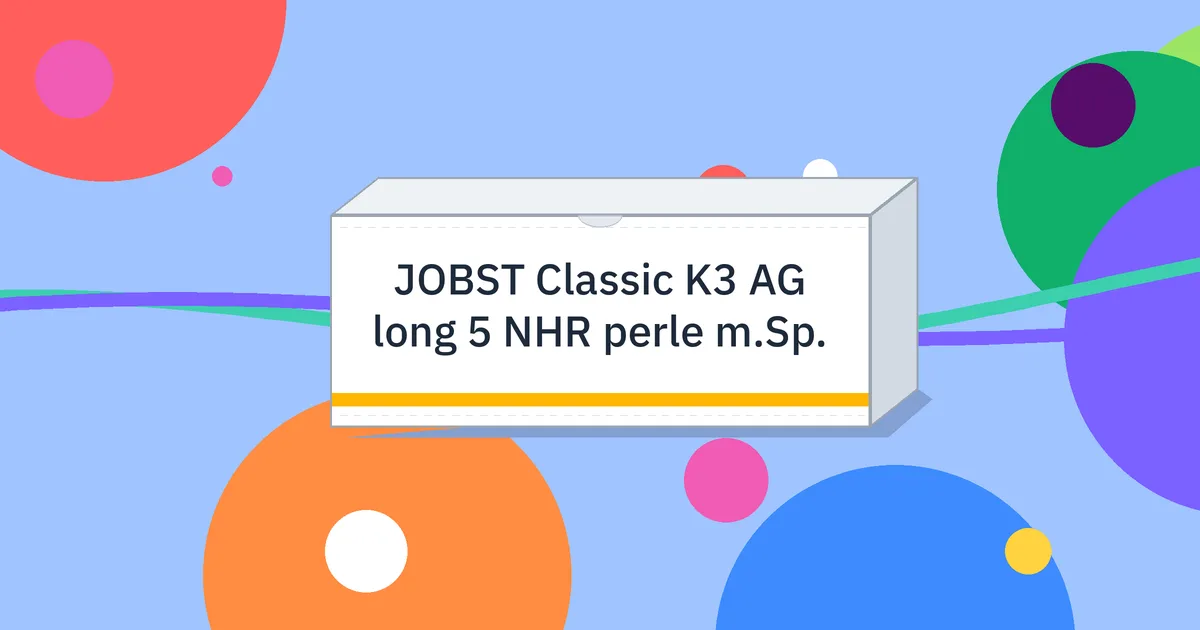 Symbolbild: Packung mit der Aufschrift JOBST Classic K3 AG long 5 NHR perle m.Sp. (PZN 13071616) – Verfügbarkeit und Bezug in Apotheken in Frankfurt am Main