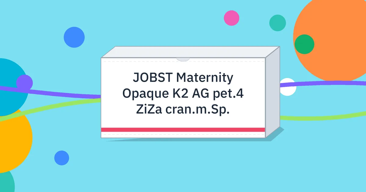 Symbolbild: Packung mit der Aufschrift JOBST Maternity Opaque K2 AG pet.4 ZiZa cran.m.Sp. (PZN 15858473) – Verfügbarkeit und Bezug in Apotheken in Frankfurt am Main