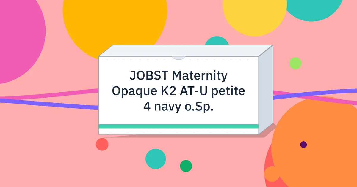 Symbolbild: Packung mit der Aufschrift JOBST Maternity Opaque K2 AT-U petite 4 navy o.Sp. (PZN 15861216) – Verfügbarkeit und Bezug in Apotheken in Frankfurt am Main