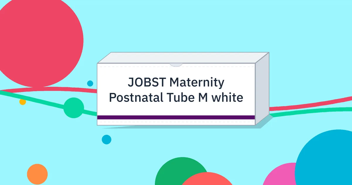 Symbolbild: Packung mit der Aufschrift JOBST Maternity Postnatal Tube M white (PZN 18311485) – Verfügbarkeit und Bezug in Apotheken in Frankfurt am Main