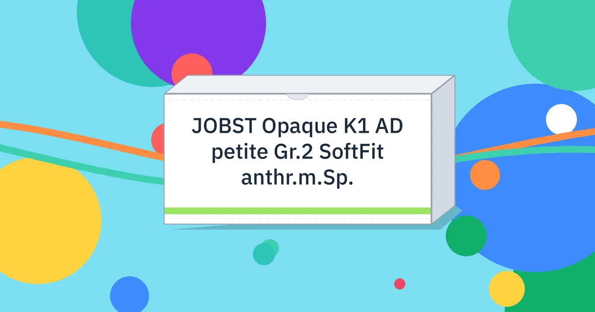 Symbolbild: Packung mit der Aufschrift JOBST Opaque K1 AD petite Gr.2 SoftFit anthr.m.Sp. (PZN 16263687) – Verfügbarkeit und Bezug in Apotheken in Frankfurt am Main
