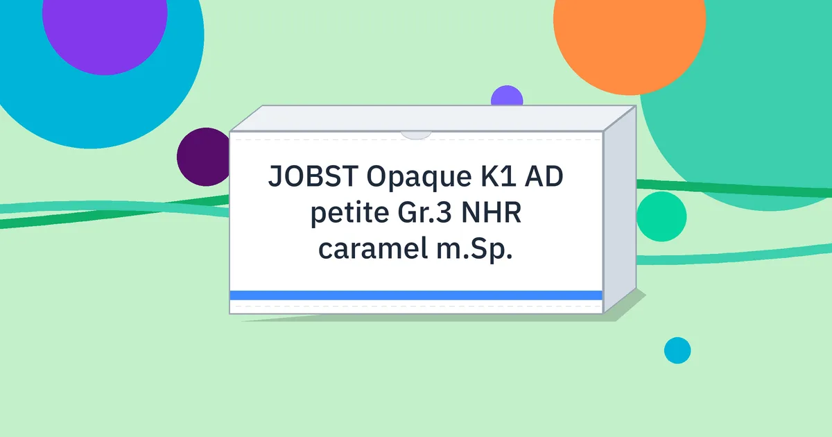 Symbolbild: Packung mit der Aufschrift JOBST Opaque K1 AD petite Gr.3 NHR caramel m.Sp. (PZN 13160165) – Verfügbarkeit und Bezug in Apotheken in Frankfurt am Main