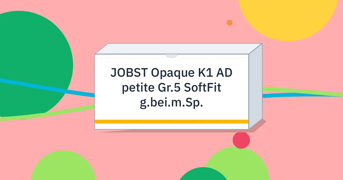 Symbolbild: Packung mit der Aufschrift JOBST Opaque K1 AD petite Gr.5 SoftFit g.bei.m.Sp. (PZN 16264020) – Verfügbarkeit und Bezug in Apotheken in Frankfurt am Main