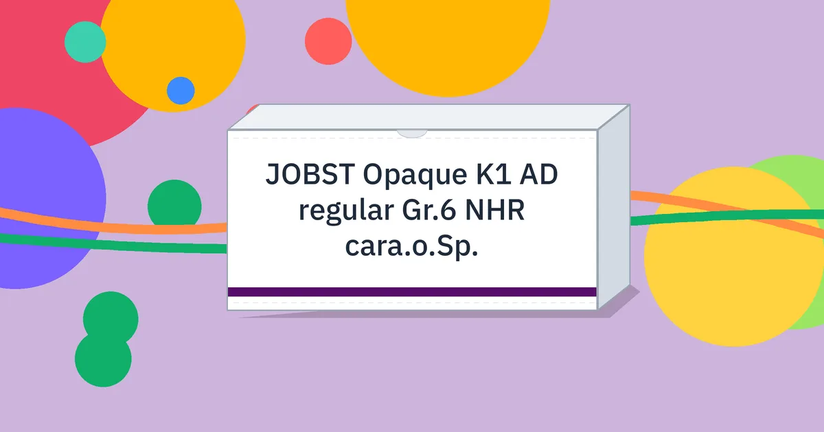 Symbolbild: Packung mit der Aufschrift JOBST Opaque K1 AD regular Gr.6 NHR cara.o.Sp. (PZN 13082525) – Verfügbarkeit und Bezug in Apotheken in Frankfurt am Main