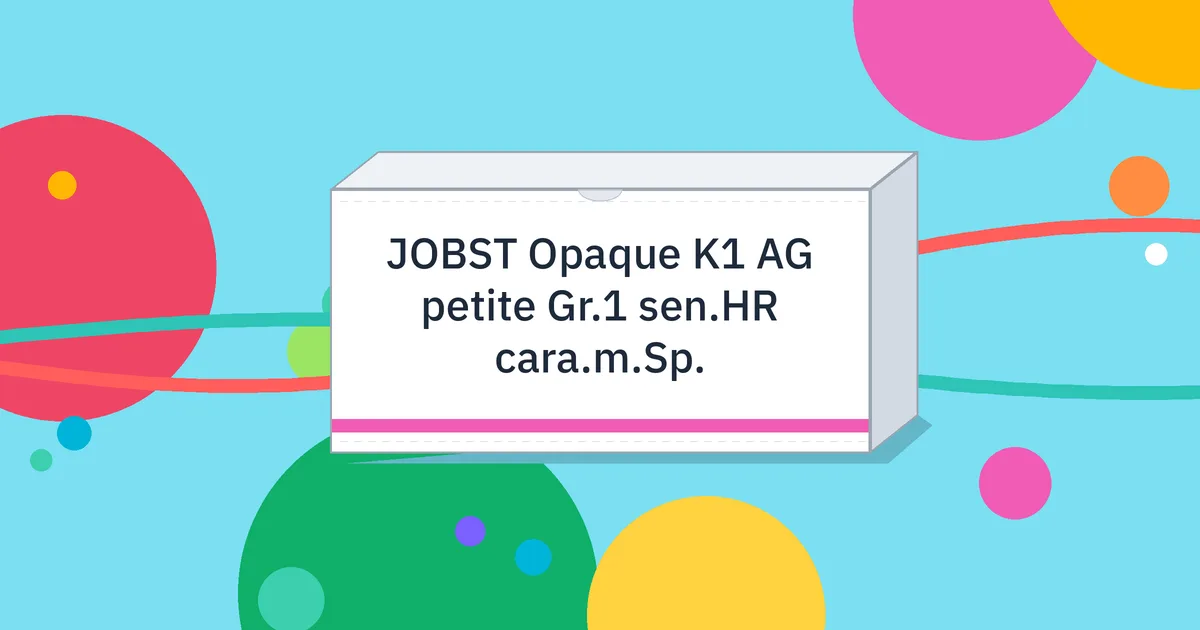 Symbolbild: Packung mit der Aufschrift JOBST Opaque K1 AG petite Gr.1 sen.HR cara.m.Sp. (PZN 13085400) – Verfügbarkeit und Bezug in Apotheken in Frankfurt am Main