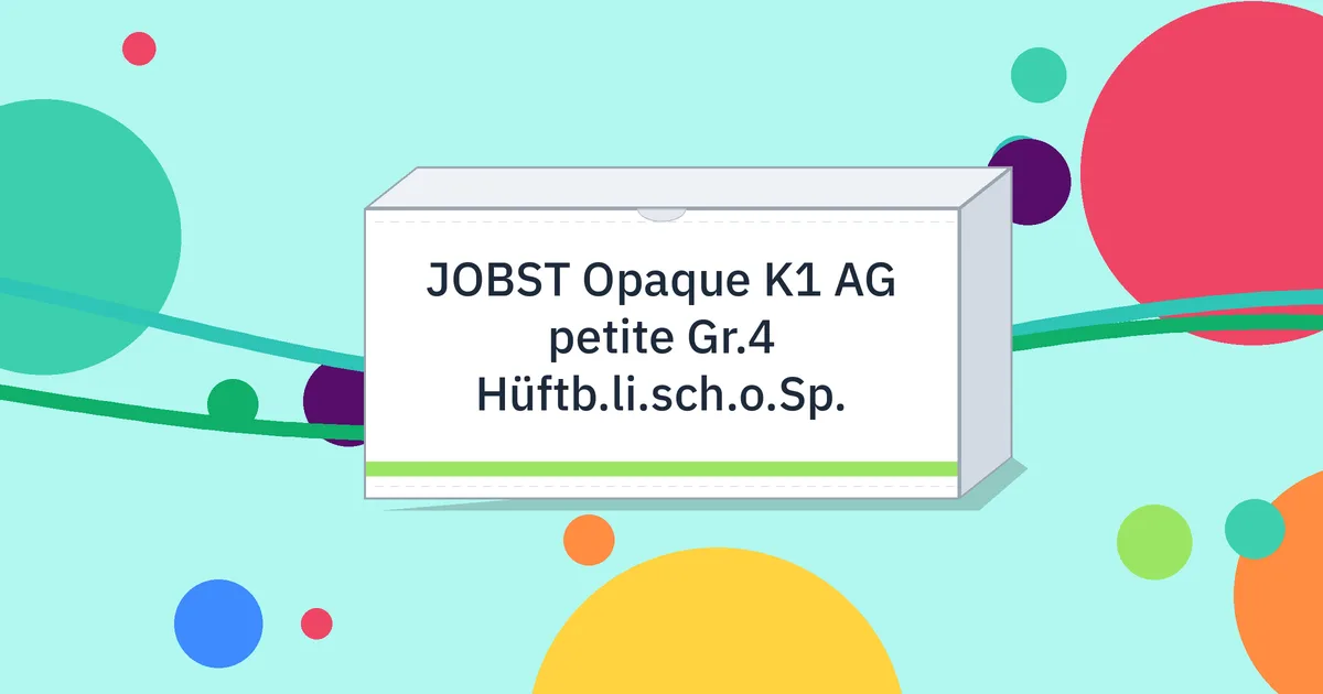 Symbolbild: Packung mit der Aufschrift JOBST Opaque K1 AG petite Gr.4 Hüftb.li.sch.o.Sp. (PZN 13098130) – Verfügbarkeit und Bezug in Apotheken in Frankfurt am Main