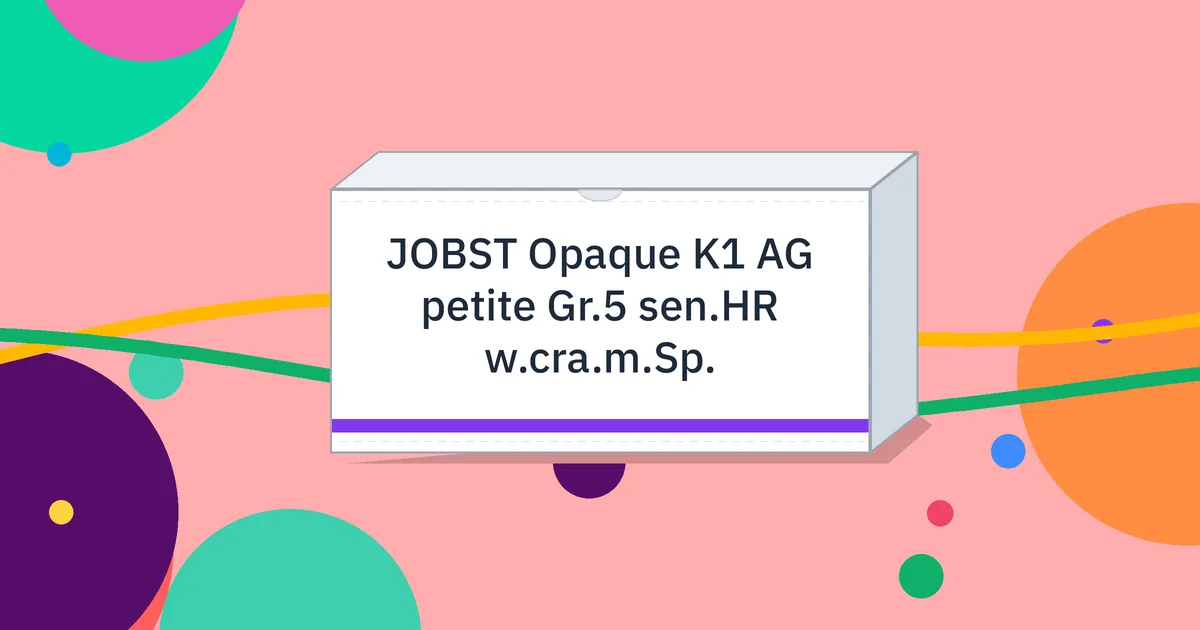 Symbolbild: Packung mit der Aufschrift JOBST Opaque K1 AG petite Gr.5 sen.HR w.cra.m.Sp. (PZN 13086049) – Verfügbarkeit und Bezug in Apotheken in Frankfurt am Main