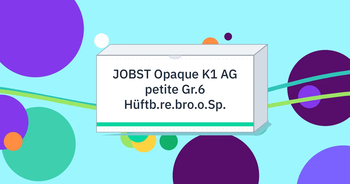 Symbolbild: Packung mit der Aufschrift JOBST Opaque K1 AG petite Gr.6 Hüftb.re.bro.o.Sp. (PZN 13099359) – Verfügbarkeit und Bezug in Apotheken in Frankfurt am Main