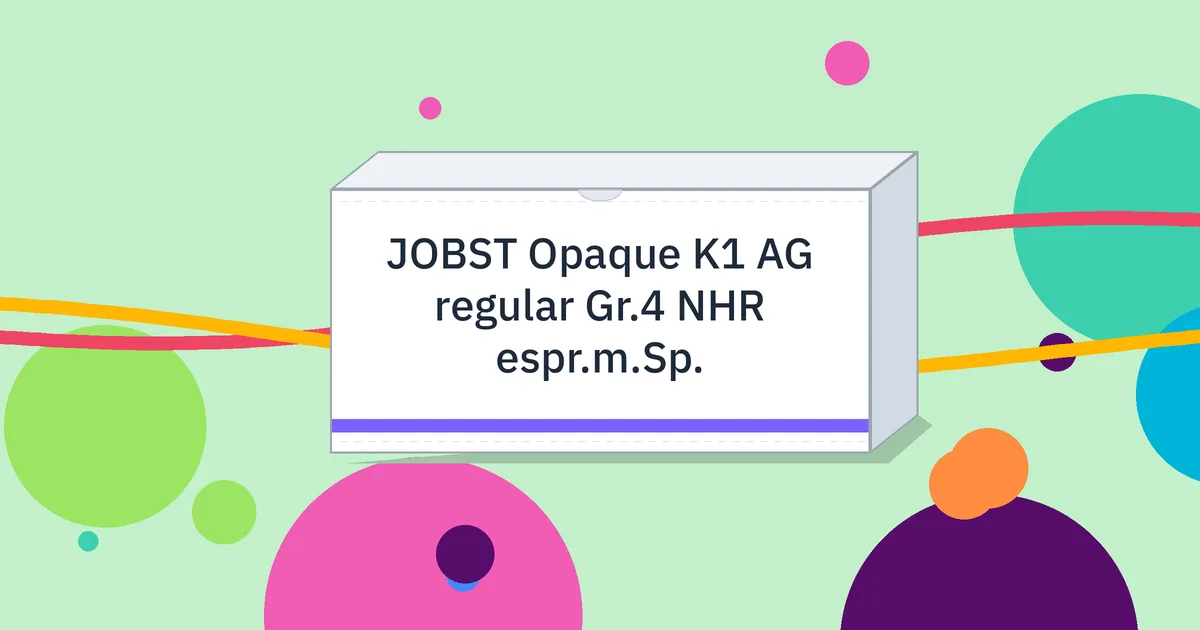 Symbolbild: Packung mit der Aufschrift JOBST Opaque K1 AG regular Gr.4 NHR espr.m.Sp. (PZN 16267099) – Verfügbarkeit und Bezug in Apotheken in Frankfurt am Main