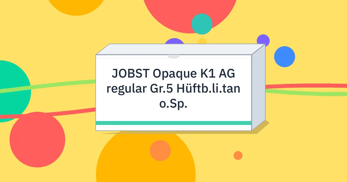 Symbolbild: Packung mit der Aufschrift JOBST Opaque K1 AG regular Gr.5 Hüftb.li.tan o.Sp. (PZN 16272456) – Verfügbarkeit und Bezug in Apotheken in Frankfurt am Main
