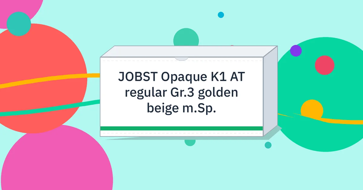Symbolbild: Packung mit der Aufschrift JOBST Opaque K1 AT regular Gr.3 golden beige m.Sp. (PZN 16274573) – Verfügbarkeit und Bezug in Apotheken in Frankfurt am Main