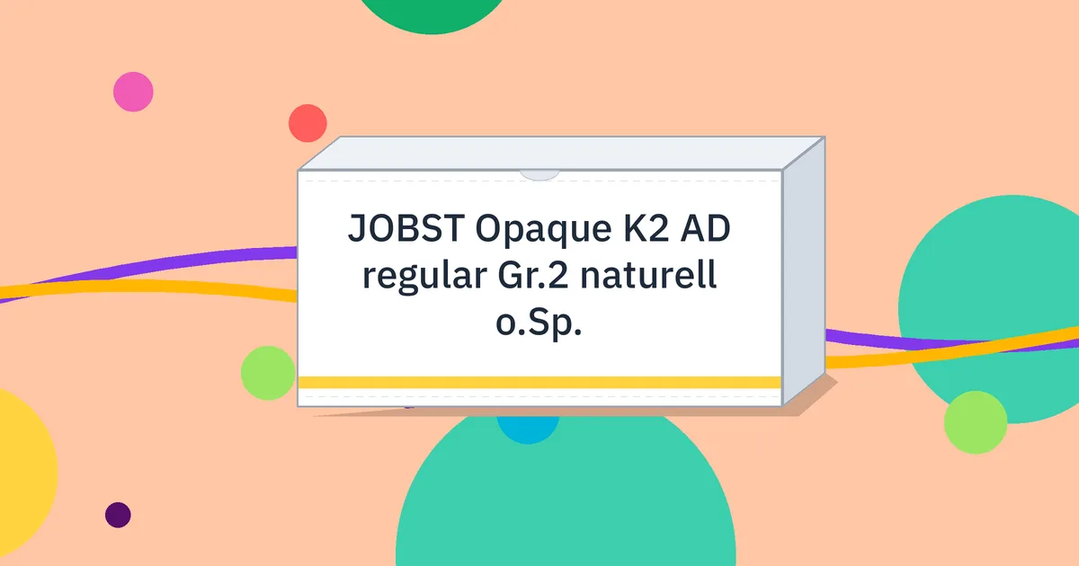 Symbolbild: Packung mit der Aufschrift JOBST Opaque K2 AD regular Gr.2 naturell o.Sp. (PZN 10722651) – Verfügbarkeit und Bezug in Apotheken in Frankfurt am Main
