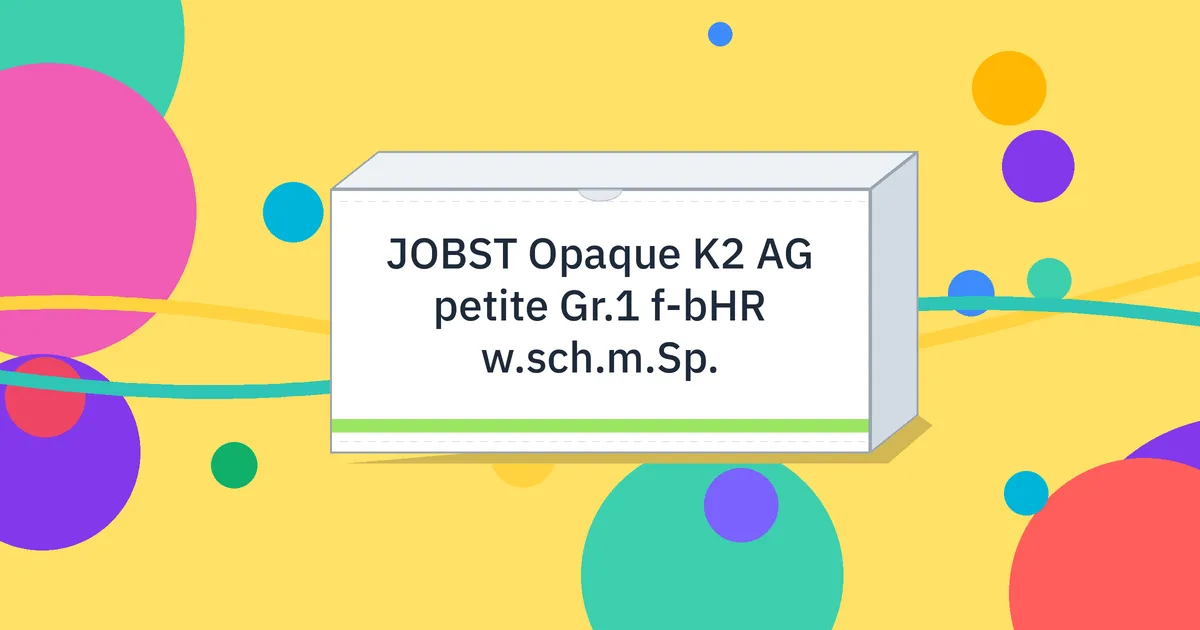 Symbolbild: Packung mit der Aufschrift JOBST Opaque K2 AG petite Gr.1 f-bHR w.sch.m.Sp. (PZN 11255855) – Verfügbarkeit und Bezug in Apotheken in Frankfurt am Main