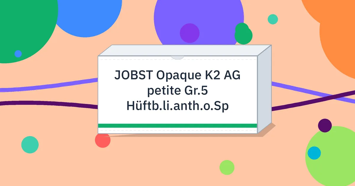 Symbolbild: Packung mit der Aufschrift JOBST Opaque K2 AG petite Gr.5 Hüftb.li.anth.o.Sp (PZN 16288776) – Verfügbarkeit und Bezug in Apotheken in Frankfurt am Main