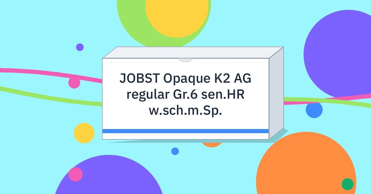 Symbolbild: Packung mit der Aufschrift JOBST Opaque K2 AG regular Gr.6 sen.HR w.sch.m.Sp. (PZN 11254672) – Verfügbarkeit und Bezug in Apotheken in Frankfurt am Main