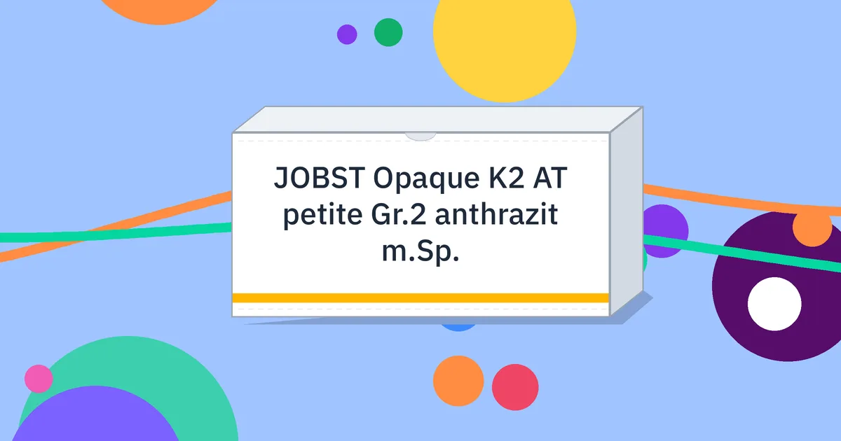 Symbolbild: Packung mit der Aufschrift JOBST Opaque K2 AT petite Gr.2 anthrazit m.Sp. (PZN 16290566) – Verfügbarkeit und Bezug in Apotheken in Frankfurt am Main