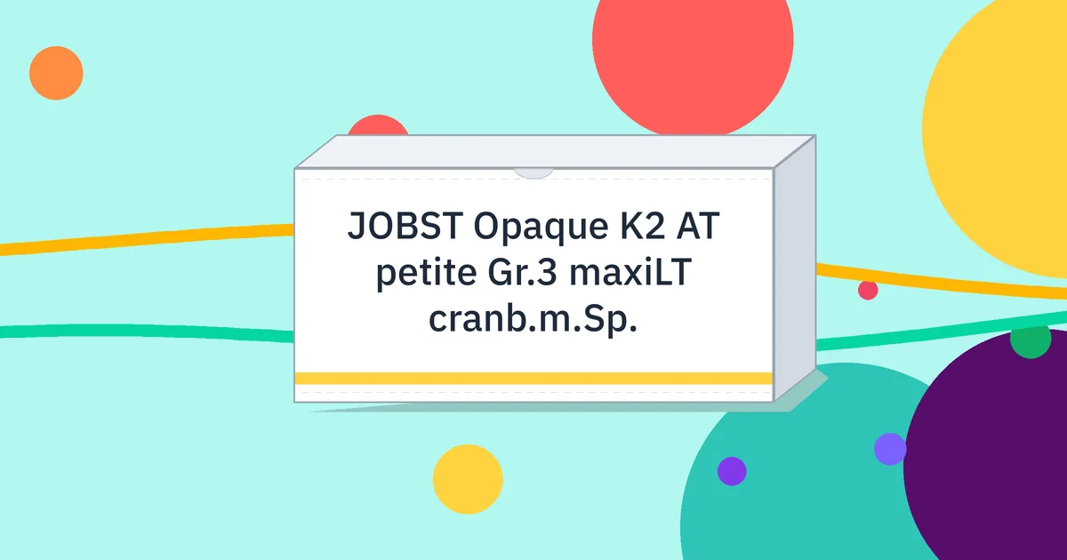 Symbolbild: Packung mit der Aufschrift JOBST Opaque K2 AT petite Gr.3 maxiLT cranb.m.Sp. (PZN 13118619) – Verfügbarkeit und Bezug in Apotheken in Frankfurt am Main