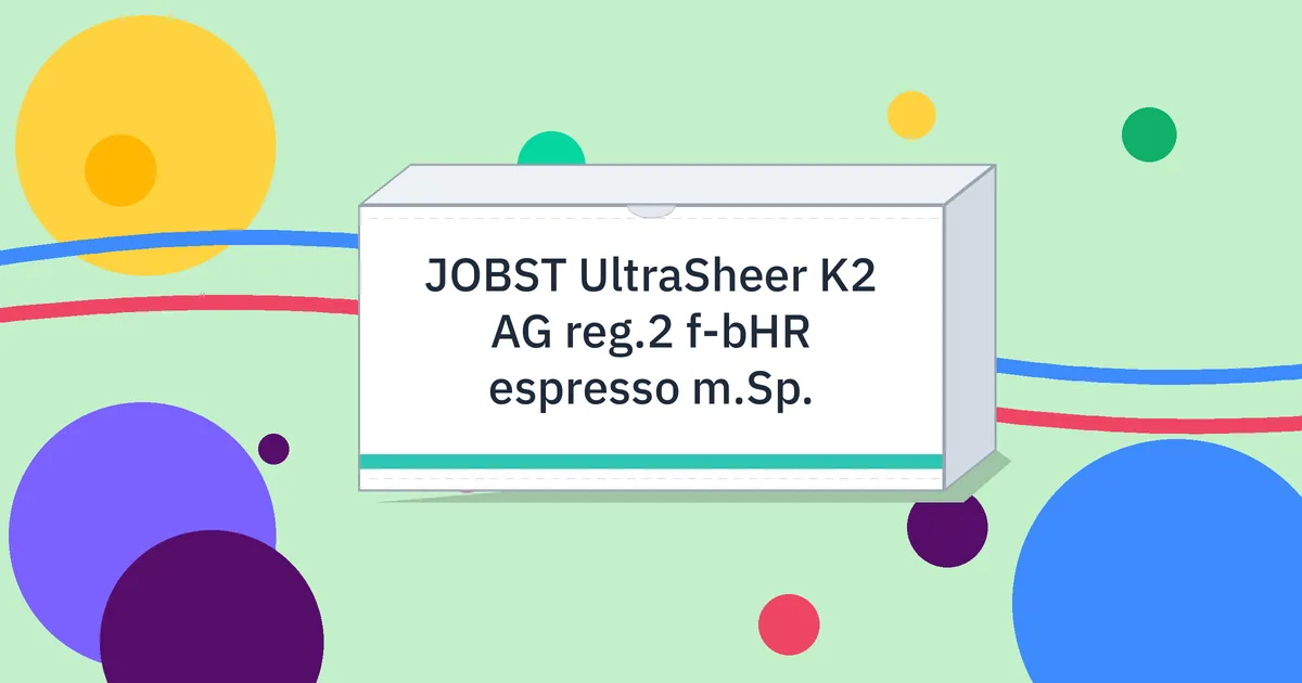 Symbolbild: Packung mit der Aufschrift JOBST UltraSheer K2 AG reg.2 f-bHR espresso m.Sp. (PZN 16311400) – Verfügbarkeit und Bezug in Apotheken in Frankfurt am Main