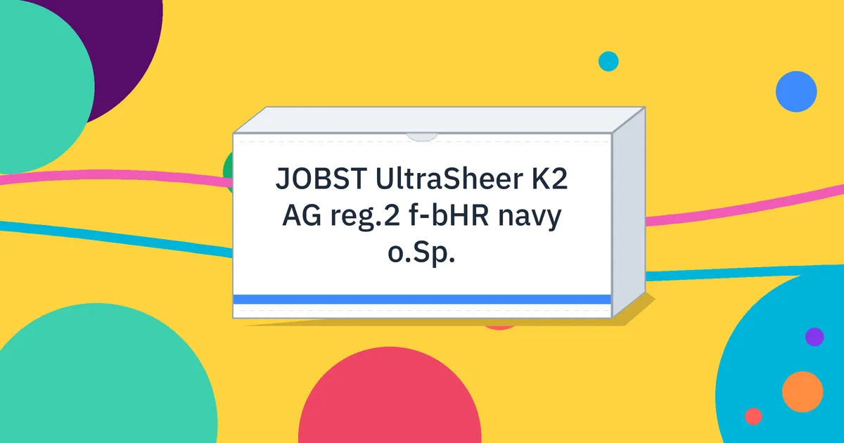 Symbolbild: Packung mit der Aufschrift JOBST UltraSheer K2 AG reg.2 f-bHR navy o.Sp. (PZN 16302950) – Verfügbarkeit und Bezug in Apotheken in Frankfurt am Main
