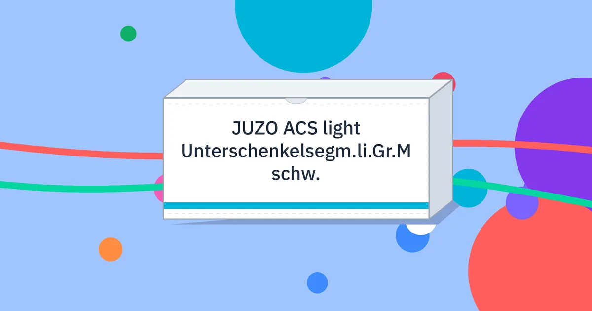 Symbolbild: Packung mit der Aufschrift JUZO ACS light Unterschenkelsegm.li.Gr.M schw. (PZN 13575185) – Verfügbarkeit und Bezug in Apotheken in Frankfurt am Main