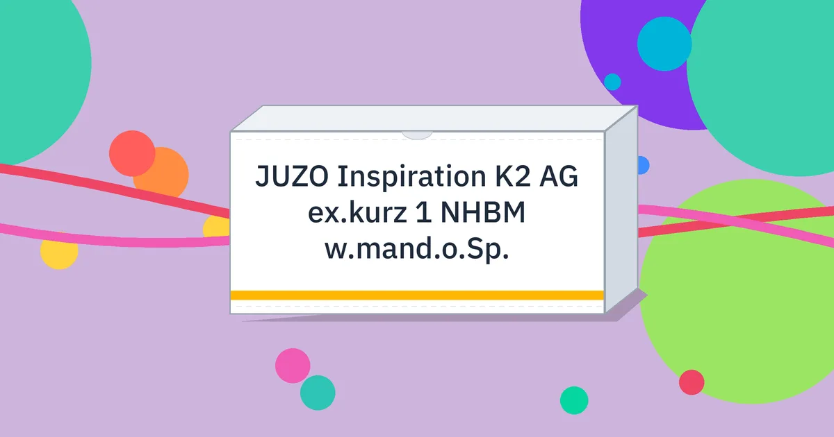 Symbolbild: Packung mit der Aufschrift JUZO Inspiration K2 AG ex.kurz 1 NHBM w.mand.o.Sp. (PZN 14961447) – Verfügbarkeit und Bezug in Apotheken in Frankfurt am Main