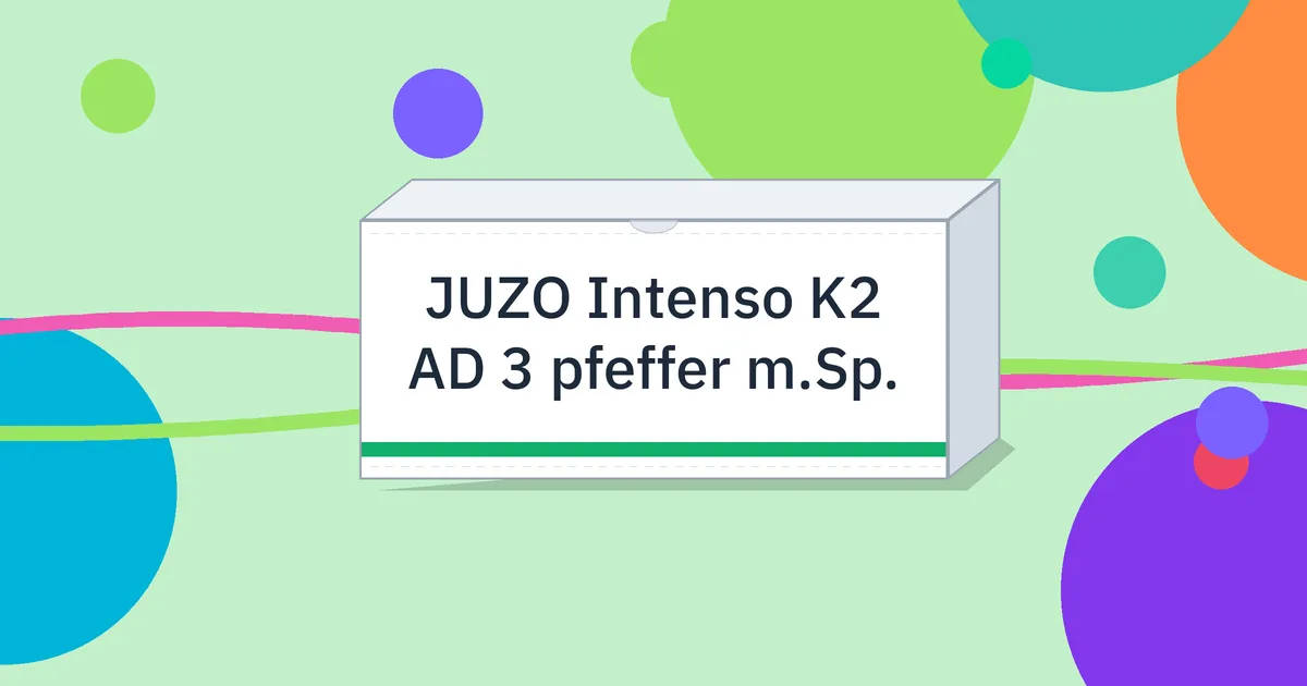 Symbolbild: Packung mit der Aufschrift JUZO Intenso K2 AD 3 pfeffer m.Sp. (PZN 18606080) – Verfügbarkeit und Bezug in Apotheken in Frankfurt am Main