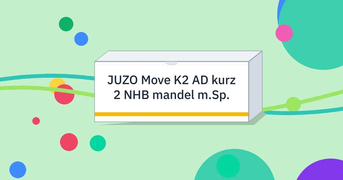 Symbolbild: Packung mit der Aufschrift JUZO Move K2 AD kurz 2 NHB mandel m.Sp. (PZN 16340057) – Verfügbarkeit und Bezug in Apotheken in Frankfurt am Main