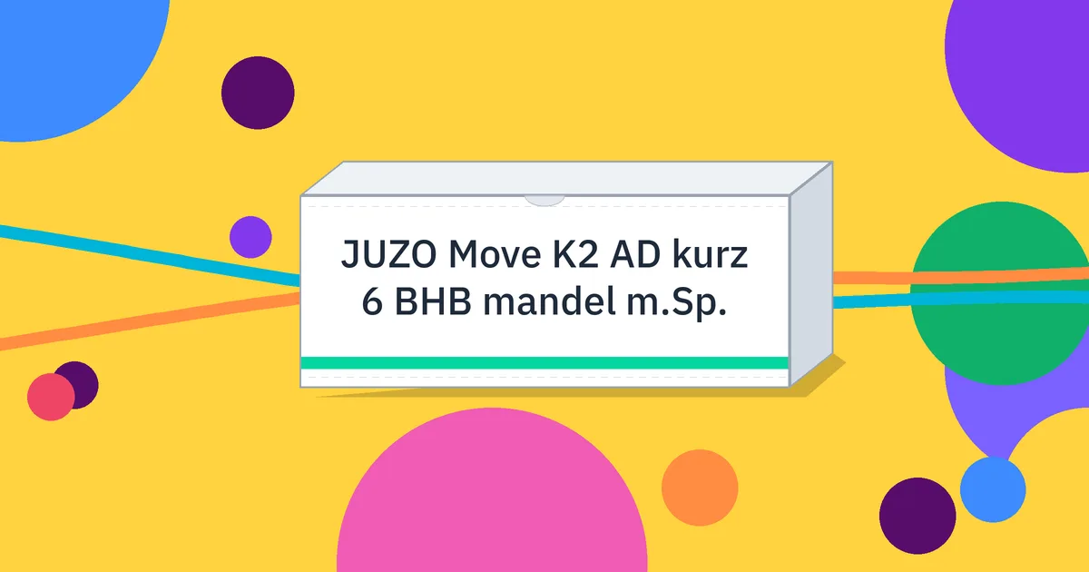 Symbolbild: Packung mit der Aufschrift JUZO Move K2 AD kurz 6 BHB mandel m.Sp. (PZN 16340548) – Verfügbarkeit und Bezug in Apotheken in Frankfurt am Main